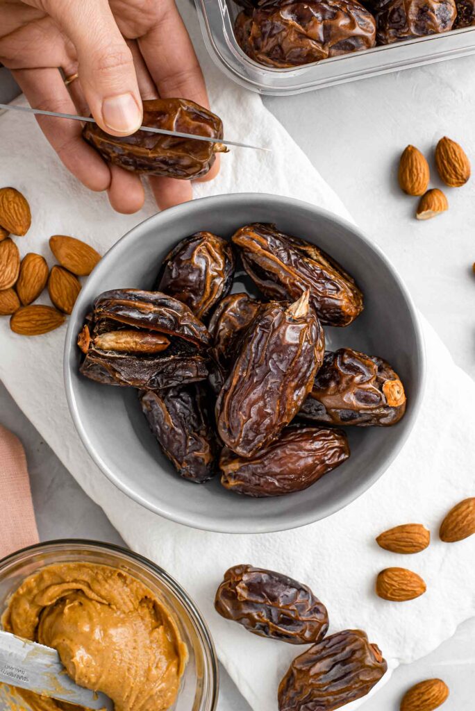 PB Filled Dates - Fav Fastest Snack In The World • Tasty Thrifty Timely