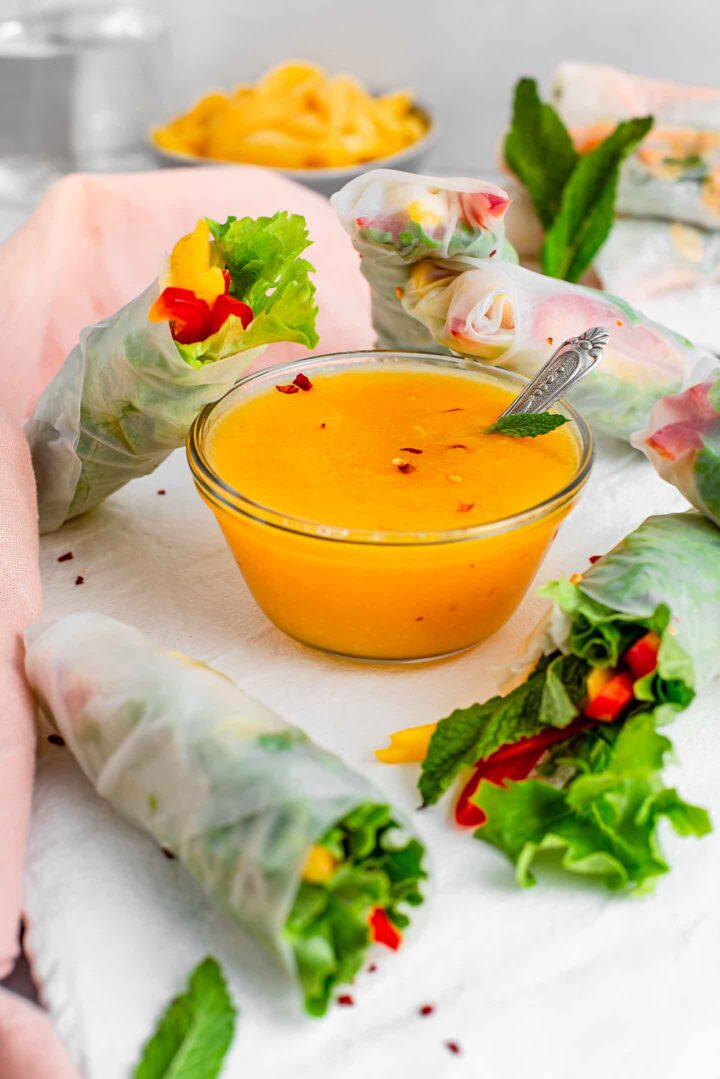 Easy Mango Fresh Rolls with Mango Chili Sauce • Tasty Thrifty Timely