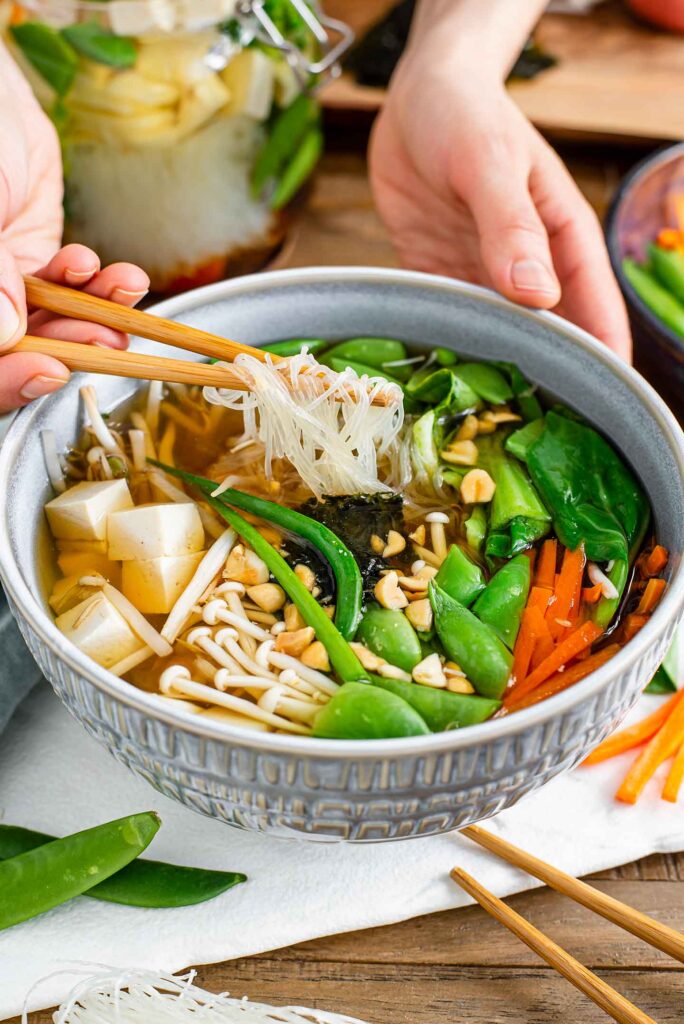 Instant Noodle Soup Bowl - Best Quick Vegan Lunch • Tasty Thrifty Timely