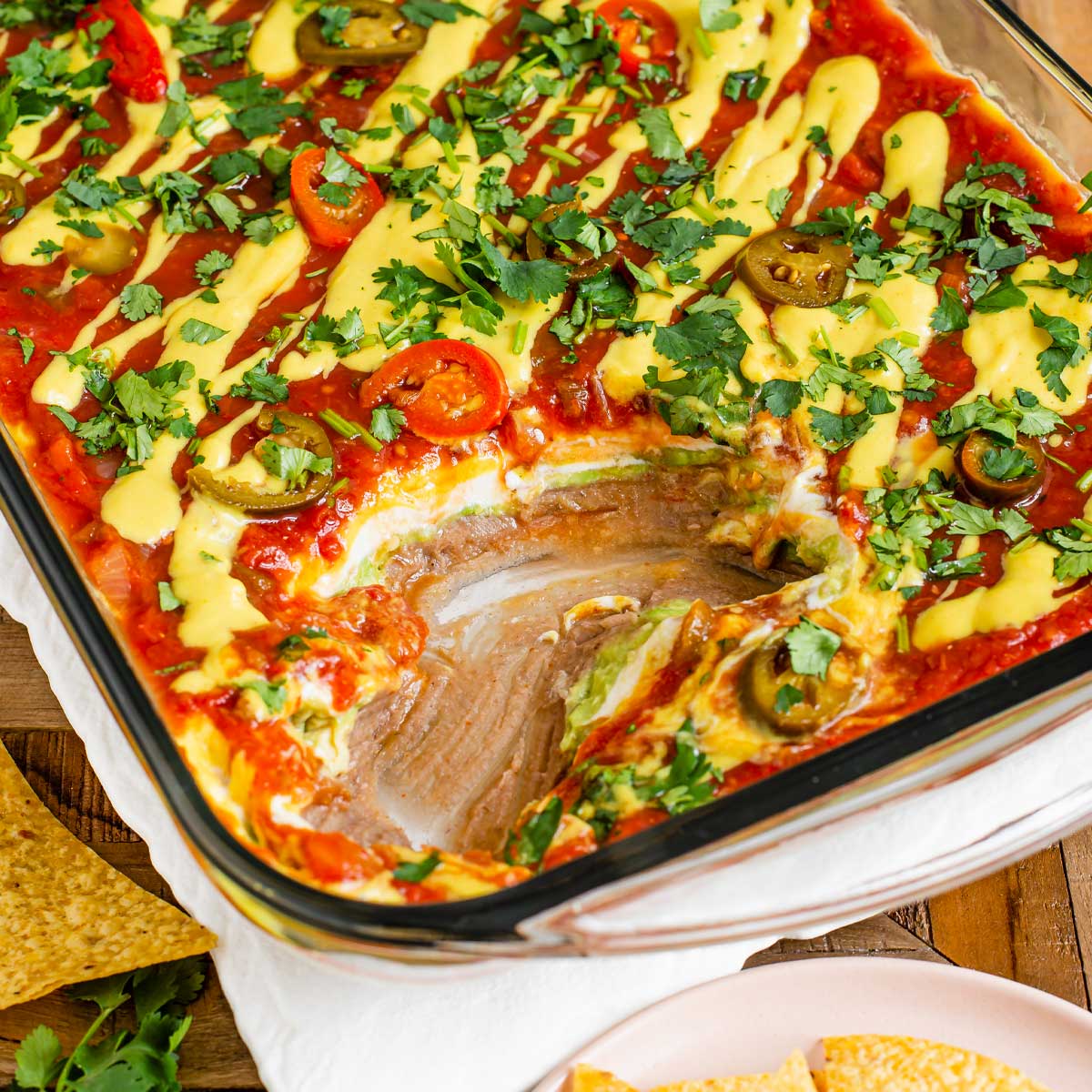 Vegan 7 Layer Party Dip - You'll Want A Big Scoop! • Tasty Thrifty Timely