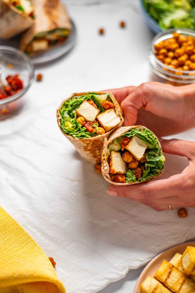 Easy Vegan Caesar Wrap With Grilled Tofu • Tasty Thrifty Timely