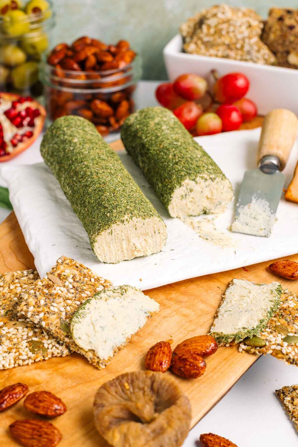 Easy Garlic & Dill Vegan Cheese Log (Oil-Free) • Tasty Thrifty Timely